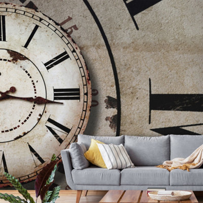 Art for the Home Timekeeper Vintage Clock Fixed Size Wall Mural | DIY ...