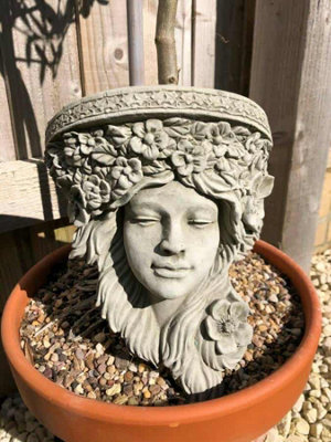 Art Nouveau Hanging Lady Wall Shelf Stone Statue Outdoor Garden ...