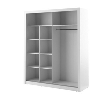 Arten LUX VIII White Matt Mirrored 2 Door Sliding Wardrobe 203cm with 8 ...