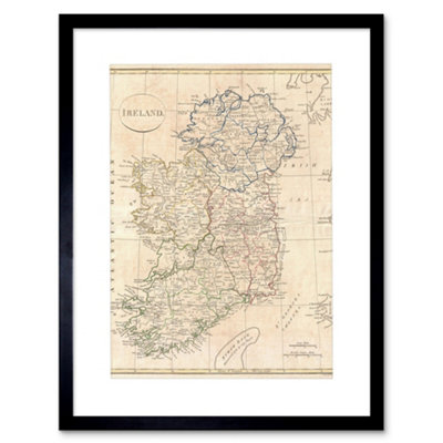 Artery8 1799 Clement Cruttwell Map Ireland Vintage 12x16" Framed Wall ...