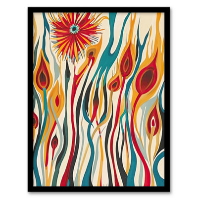Artery8 Abstract Match Sticks Fire Flower Design Blaze Wall Art Print ...