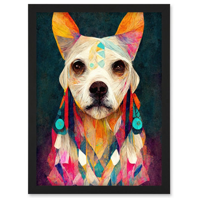 Artery8 Boho Chic Shaman Dog Mystical Painting Wall Art Print - A4 Size