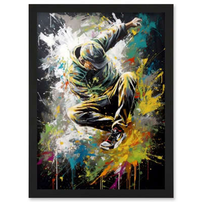 Artery8 Break Dancer B-Boy Dancing Splatter Paint Portrait Wall Art ...