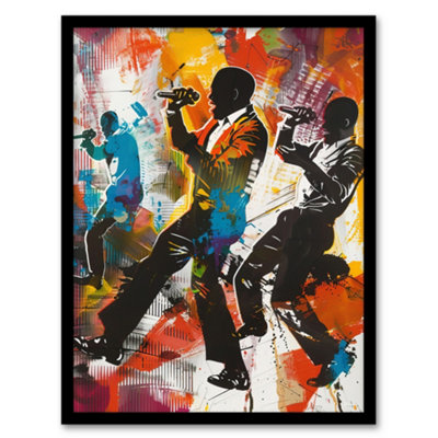 Artery8 Bright Colourful Artwork Soul Singers Silhouette Wall Art Print ...