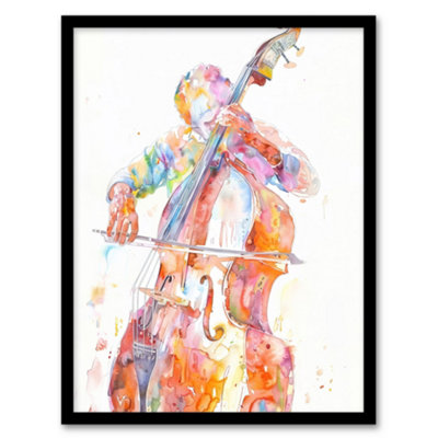 Artery8 Cellist Colourful Modern Watercolour Cello Music Wall Art Print ...