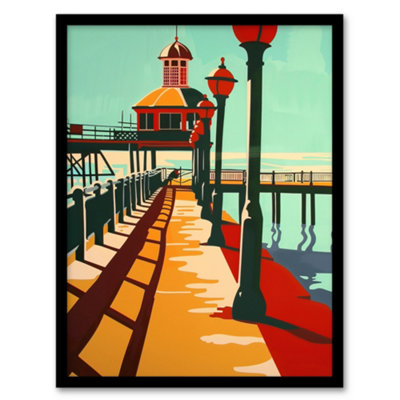 Artery8 Classic British Seaside Pier Graphic Design Wall Art Print - A4 ...