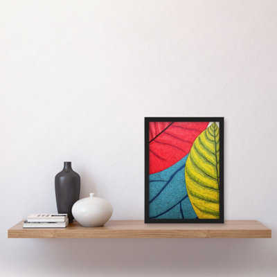 Artery8 Close Up Leaves Gond Painting Style Artwork Red Blue Green Wall ...