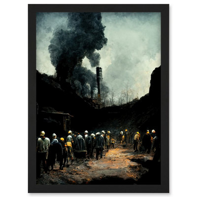 Artery8 Coal Miners Yorkshire Pithead Colliery Wall Art Print - A4 Size