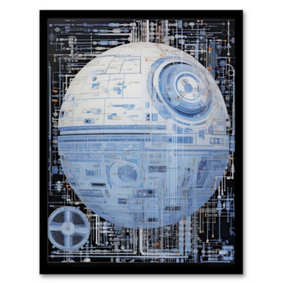 Artery8 Dark Side Engineering Death Star Schematic Blue Science Fiction ...