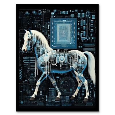 Artery8 Futuristic Horse Robot Hybrid Secret Military Schematic Blue ...