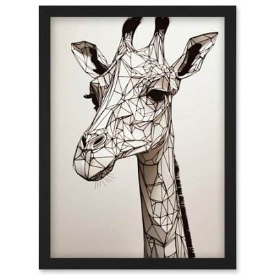 Artery8 Giraffe Head Polygon Line Drawing Illustration Wall Art Print ...