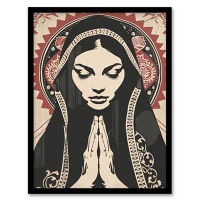 Artery8 Lady in Prayer Artwork Catholic Peace Symmetry Wall Art Print ...