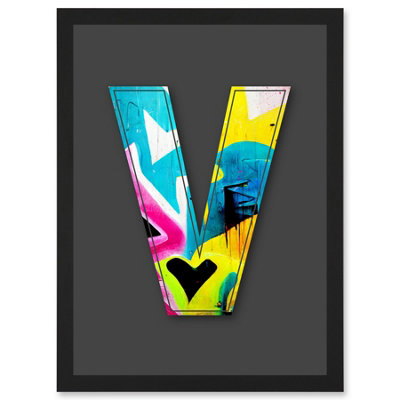 Artery8 Letter V Tagging Heart Decorative Graffiti Mural Alphabet ...