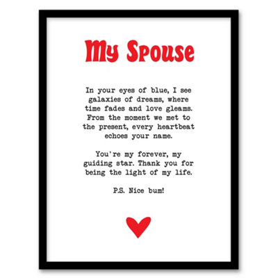 Artery8 Love Poem Blue Eyes Spouse Romantic Poetry Fun Wall Art Print ...