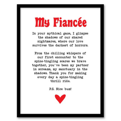 Artery8 Love Poem Horror Fan Fiancée Romantic Poetry Fun Wall Art Print ...