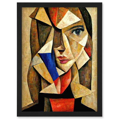 Artery8 Painting Cubism Style Portrait Of Young Woman Beige And Brown ...
