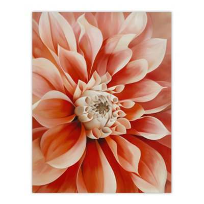 Artery8 Pink Dahlia Flower Close Up Petals Painting Wall Art Print - A4 ...