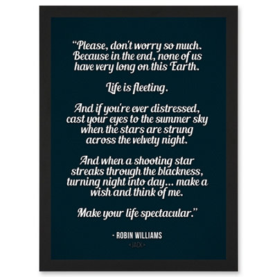 Artery8 Quote Robin Williams Don't Worry Life Is Spectacular Wall Art ...