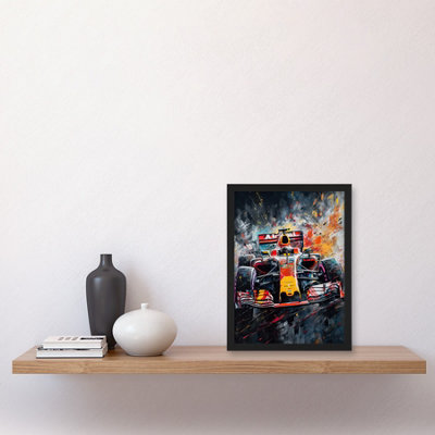 Artery8 Race Car Driver Racing Action Shot Painting Wall Art Print - A4 ...