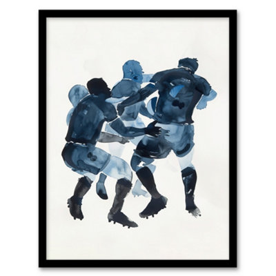 Artery8 Scrum Rugby Football Sport Players Watercolour Wall Art Print ...