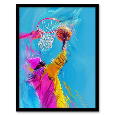 Artery8 Slam Dunk Shot Basketball Player Abstract Poster Wall Art Print ...