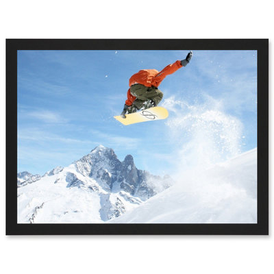 Artery8 Snowboard Alps Jump Air Wall Art Print - A4 Size