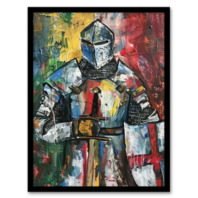 Artery8 Templar Knight Medieval Armor Sword Painting Wall Art Print ...