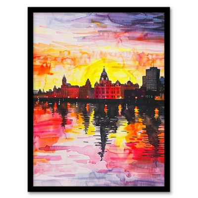 Artery8 Vibrant Liverpool City Waterfront Sunset Painting Wall Art ...