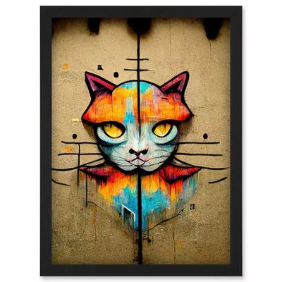 Artery8 Vibrant Symmetrical Street Art Mural Graffiti Cat Wall Art ...