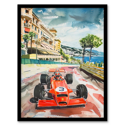 Artery8 Vintage Motor Sport Monaco Car Race Painting Wall Art Print ...