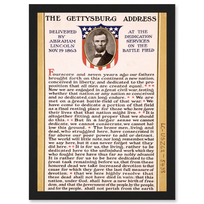 Artery8 War US Civil President Abraham Lincoln Gettysburg Address Wall ...