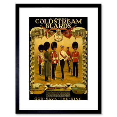 Artery8 War WWI Britain Enlist Coldstream Guard King Framed Wall Art Print