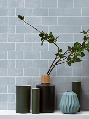 Artesano Sea 75mm x 150mm Ceramic Wall Tiles (Pack of 44 w/ Coverage of ...