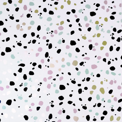 Arthouse Dalmatian Pastel Multicoloured Metallic Spongeable Wallpaper ...