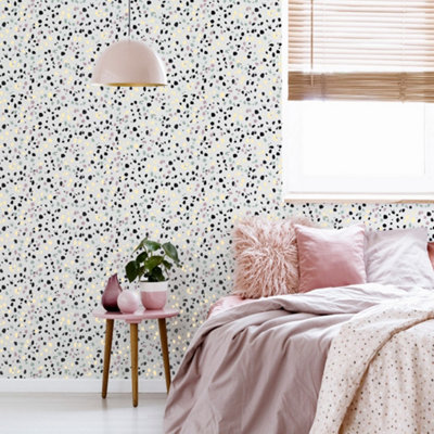 Arthouse Dalmatian Pastel Multicoloured Metallic Spongeable Wallpaper ...