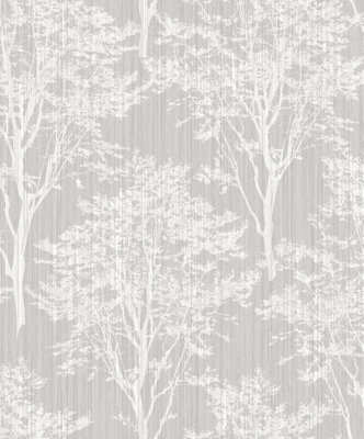 Arthouse Diamond Beautiful Trees Natural Wood Forest Wood Soft Silver 902104 Wallpaper