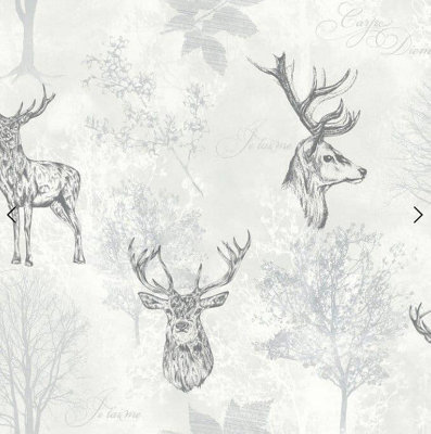 ARTHOUSE ETCHED STAG MONO NATURE WOODLAND WALLPAPER 901808