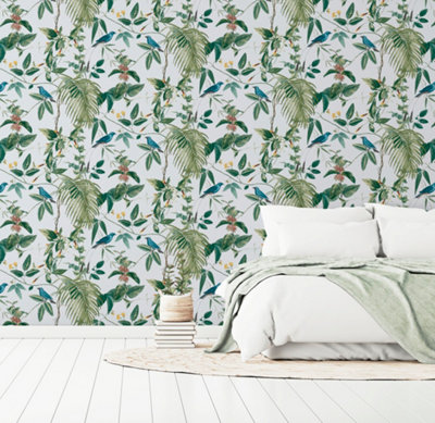 Arthouse Exotic Garden Blue Wallpaper