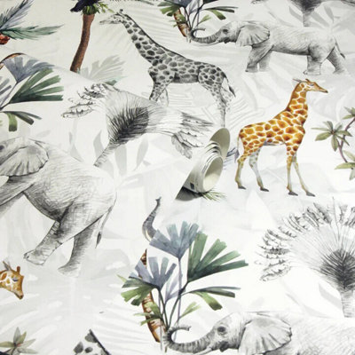 Arthouse Jungle Serengeti Animals Print Multicoloured Wallpaper 923709