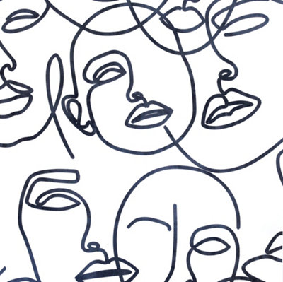 Arthouse Linear Faces Mono Wallpaper