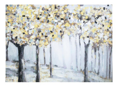 Arthouse Ochre Grey Trees Canvas | DIY at B&Q