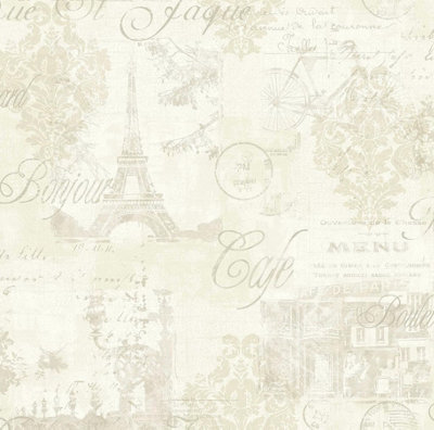 ARTHOUSE OPERA LOUVRE CREAM FLOWER VINYL FEATURE WALLPAPER 630800