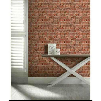 Arthouse Urban Brick Red Wallpaper, 10m Stone Realistic Wall 3D Effect ...