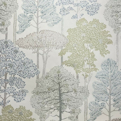 Buy Arthouse Wallpaper Silver Glitter Trees Green Blue White Forest ...