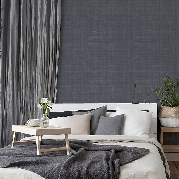 Arthouse Weave Texture Dark Grey Wallpaper Arthouse Weave Texture Dark Grey Wallpaper
