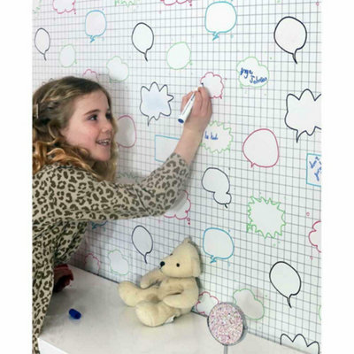 Arthouse Wipeable Wallpaper Whiteboard Note Memo Drawing Board Nursery ...