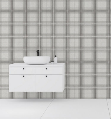 Arthouse Woven Check Grey/White Wallpaper