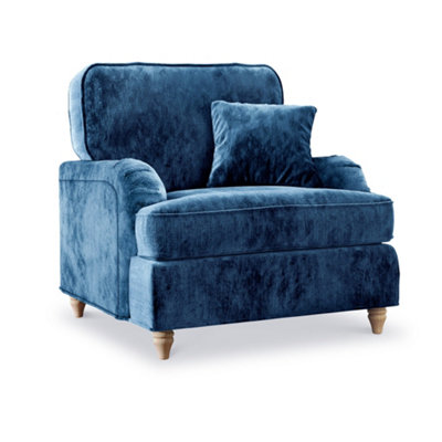Arthur Navy Blue Armchair for Living Room - Fully Assembled By Roseland ...