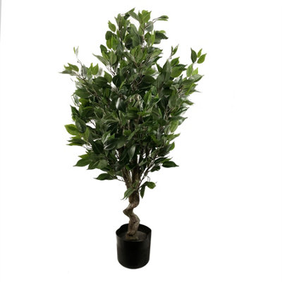 Artificial 110cm Evergreen Ficus Tree Copper Curve Planter