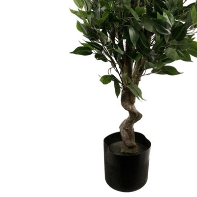 Artificial 110cm Evergreen Ficus Tree Copper Planter
